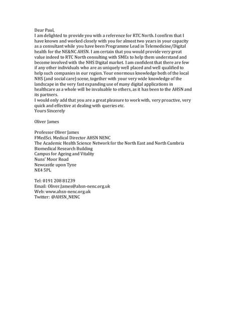 Mark Chapman Reference (1) | DOCX | Healthcare Industry | Industries