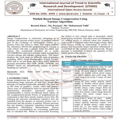 Matlab Based Image Compression Using Various Algorithm Pdf