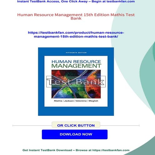 Human Resource Management 15th Edition Mathis Test Bank | PDF