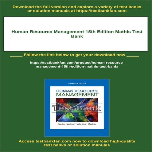 Human Resource Management 15th Edition Mathis Test Bank | PDF