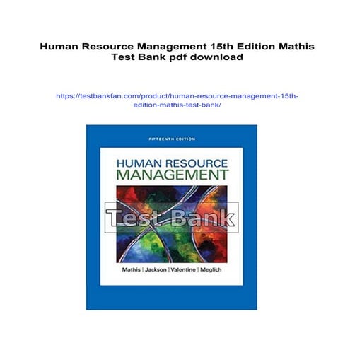 Human Resource Management 15th Edition Mathis Test Bank | PDF