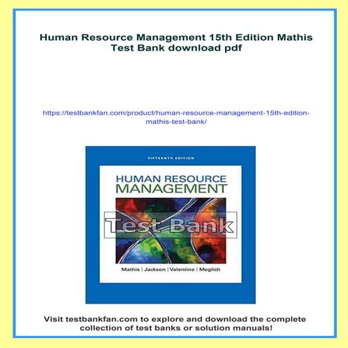 Human Resource Management 15th Edition Mathis Test Bank | PDF