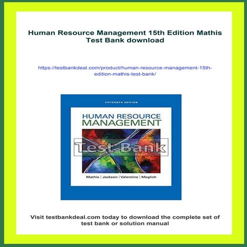 Human Resource Management 15th Edition Mathis Test Bank | PDF