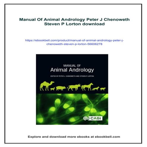 Manual Of Animal Andrology Peter J Chenoweth Steven P Lorton | PDF