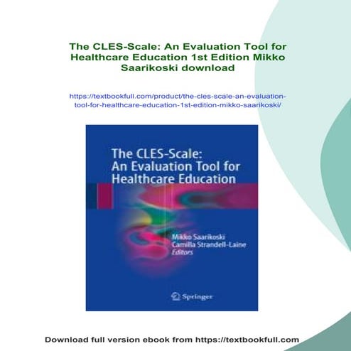The CLES-Scale: An Evaluation Tool for Healthcare Education 1st Edition ...