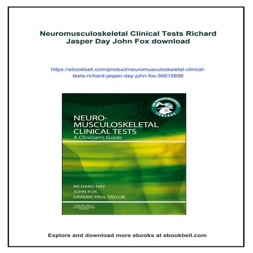 Neuromusculoskeletal Clinical Tests Richard Jasper Day John Fox | PDF