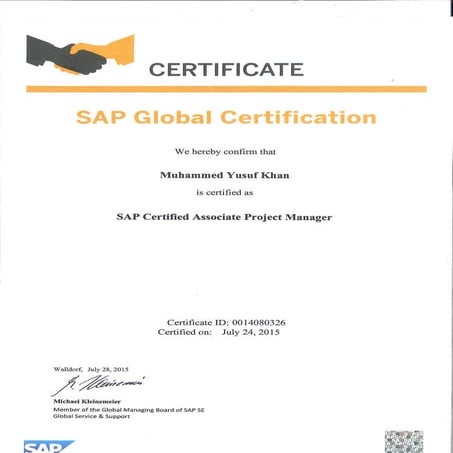 SAP Certficate- Associate Project Manager | PDF