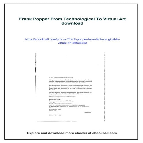 Frank Popper From Technological To Virtual Art | PDF
