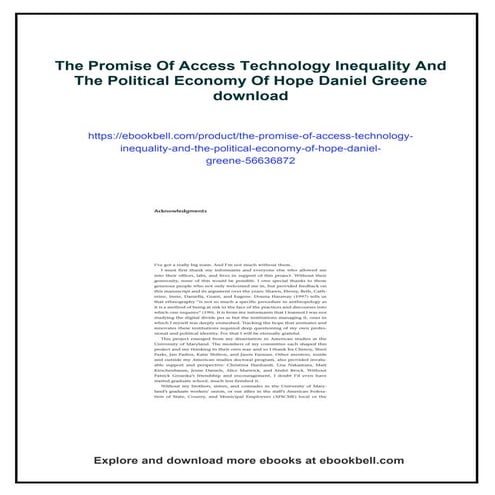 The Promise Of Access Technology Inequality And The Political Economy ...