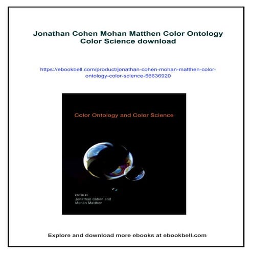 Jonathan Cohen Mohan Matthen Color Ontology Color Science | PDF