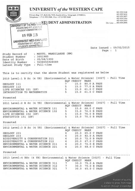 UFS Study Record | PDF