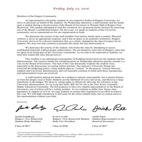 Open letter to the Rutgers University Community-2 | PDF