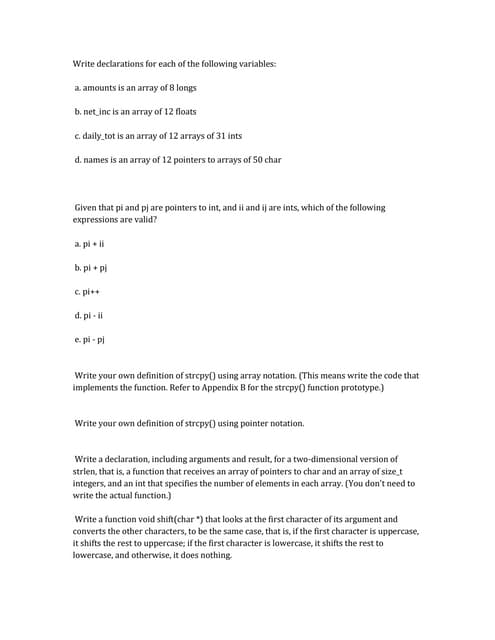 Write Declarations For Each Of The Following Variables A Amounts Is An Array Of 8 Longs Pdf