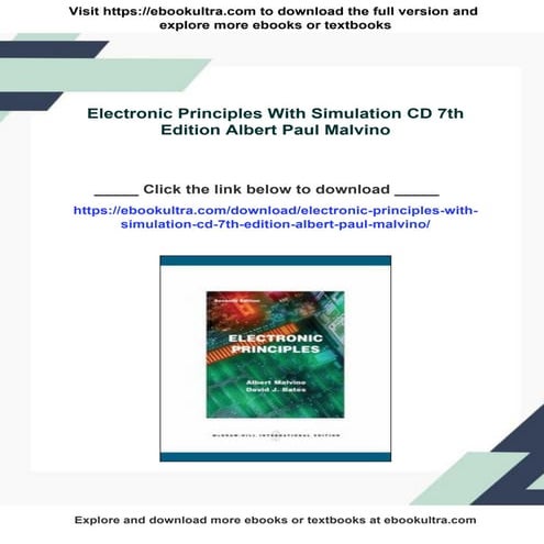 Electronic Principles With Simulation CD 7th Edition Albert Paul Malvino | PDF