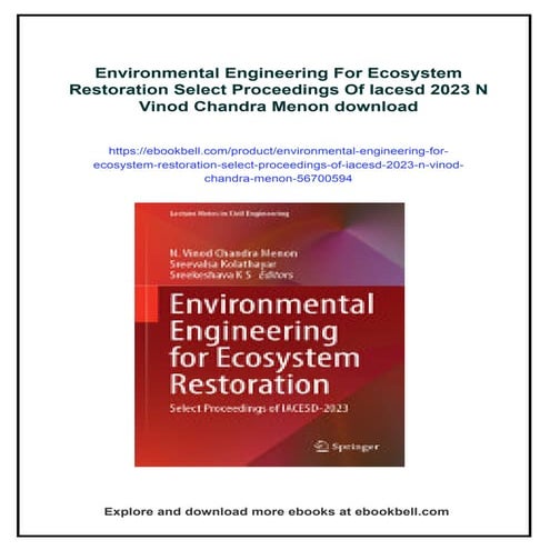 Environmental Engineering For Ecosystem Restoration Select Proceedings ...