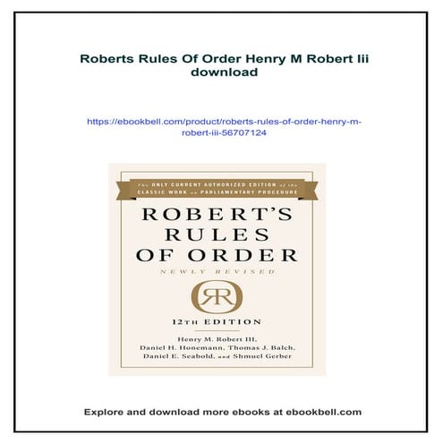 Roberts Rules Of Order Henry M Robert Iii | PDF