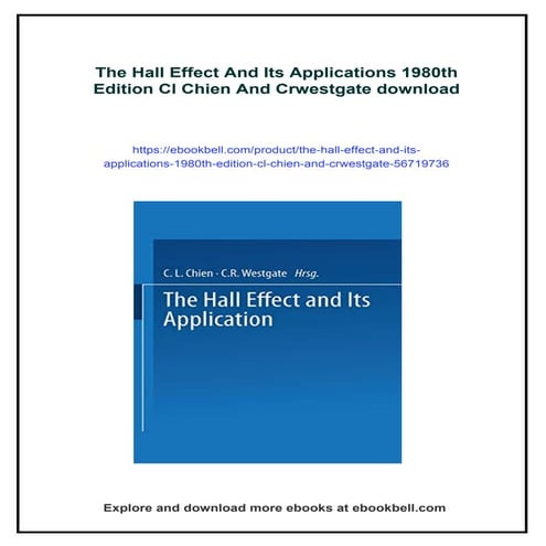 The Hall Effect And Its Applications 1980th Edition Cl Chien And ...