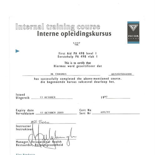 First Aid Certificate