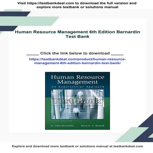 Human Resource Management 6th Edition Bernardin Test Bank | PDF
