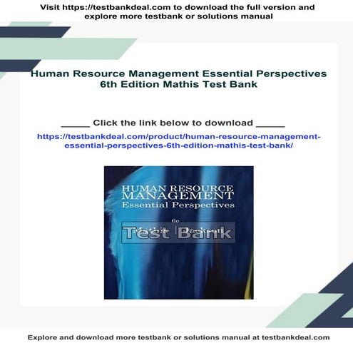 Human Resource Management Essential Perspectives 6th Edition Mathis ...