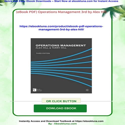 (eBook PDF) Operations Management 3rd by Alex Hill | PDF