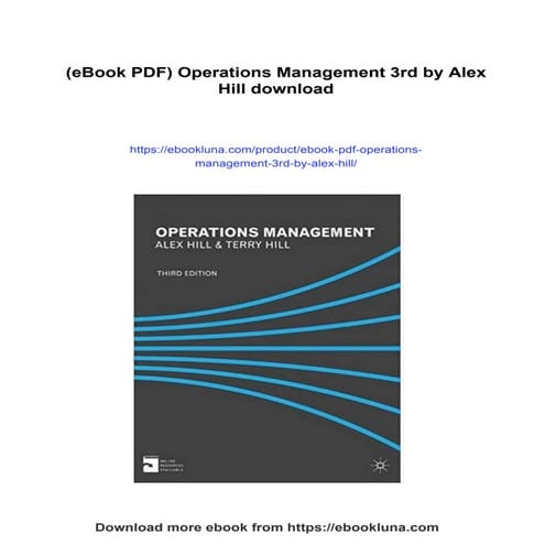 (eBook PDF) Operations Management 3rd by Alex Hill | PDF