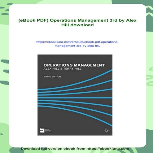 (eBook PDF) Operations Management 3rd by Alex Hill | PDF