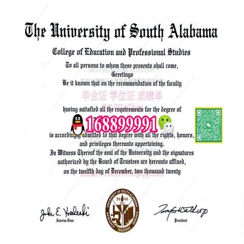 University of South Alabama degree offer diploma Transcript | PPT