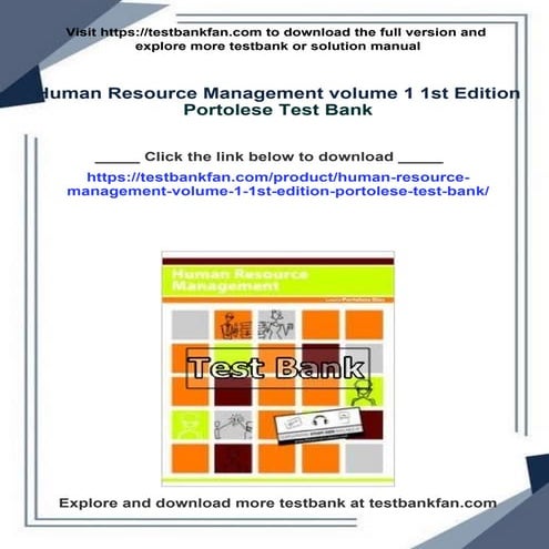 Download full Human Resource Management volume 1 1st Edition Portolese ...