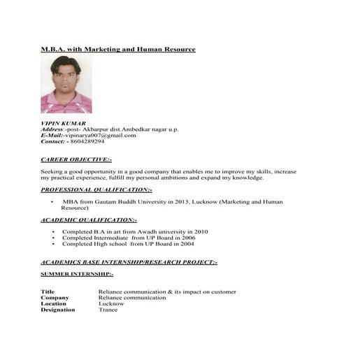 VIPIN R CV | PDF
