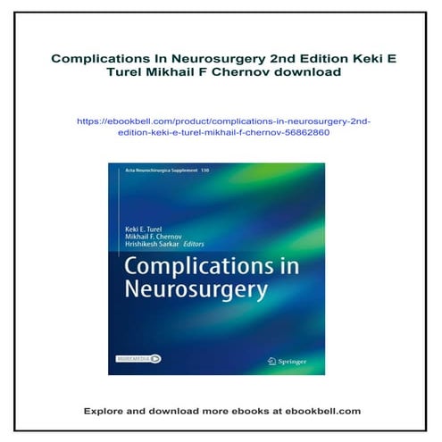 Complications In Neurosurgery 2nd Edition Keki E Turel Mikhail F ...
