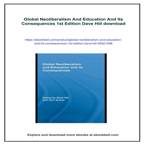 Global Neoliberalism And Education And Its Consequences 1st Edition ...