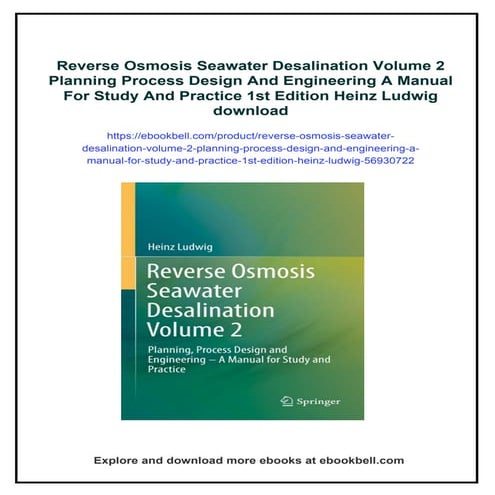 Reverse Osmosis Seawater Desalination Volume 2 Planning Process Design ...