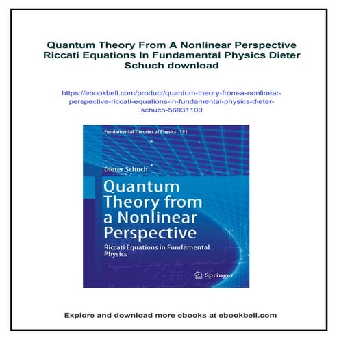 Quantum Theory From A Nonlinear Perspective Riccati Equations In ...