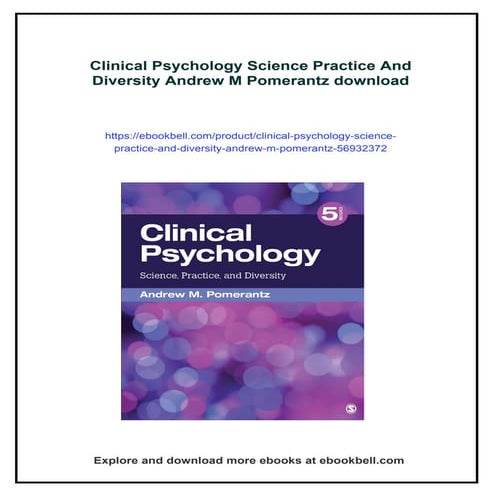 Clinical Psychology Science Practice And Diversity Andrew M Pomerantz | PDF
