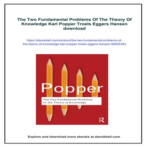 The Two Fundamental Problems Of The Theory Of Knowledge Karl Popper ...