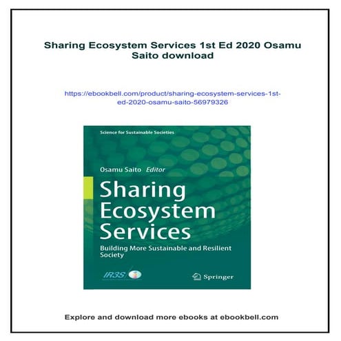 Sharing Ecosystem Services 1st Ed 2020 Osamu Saito | PDF