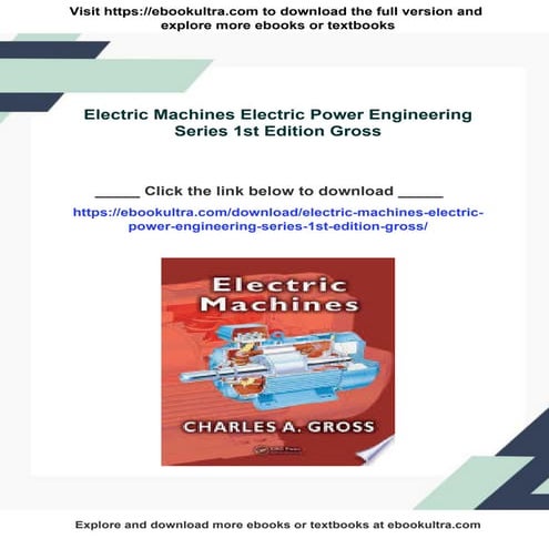 Electric Machines Electric Power Engineering Series 1st Edition Gross | PDF