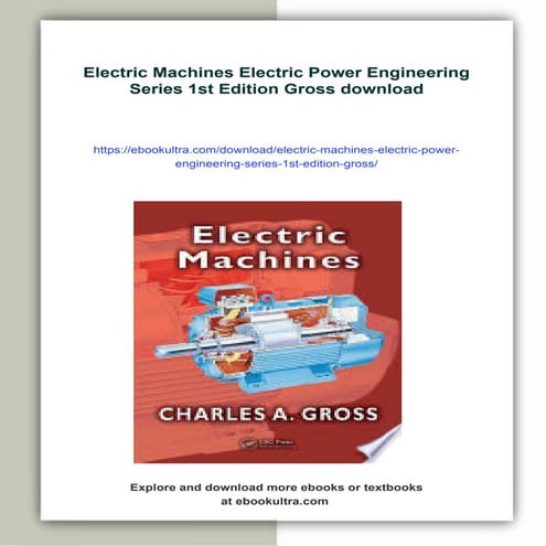Electric Machines Electric Power Engineering Series 1st Edition Gross | PDF