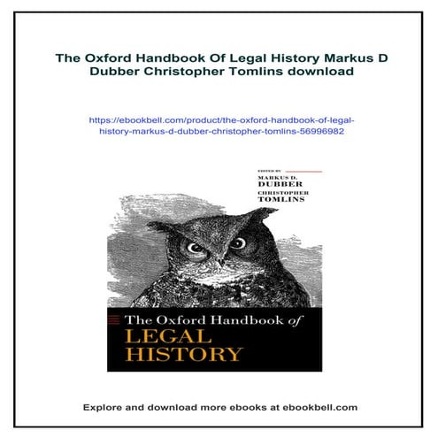 The Oxford Handbook Of Legal History Markus D Dubber Christopher ...