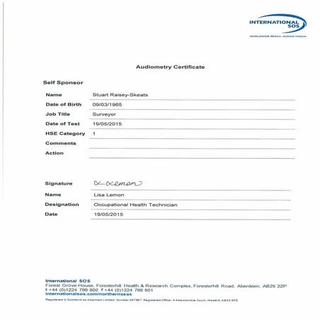 Audiometry Certificate | PDF