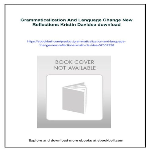 Grammaticalization And Language Change New Reflections Kristin Davidse | PDF
