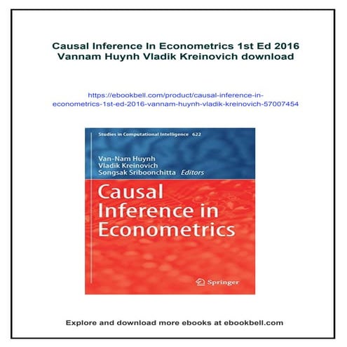 Causal Inference In Econometrics 1st Ed 2016 Vannam Huynh Vladik Kreinovich | PDF