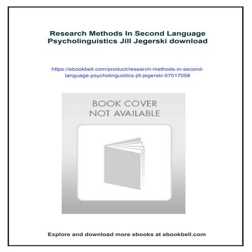 Research Methods In Second Language Psycholinguistics Jill Jegerski | PDF