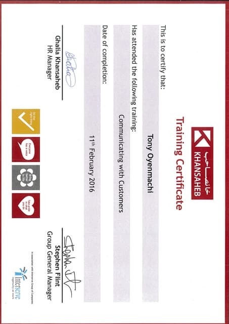 Tony team work Certified | PPT