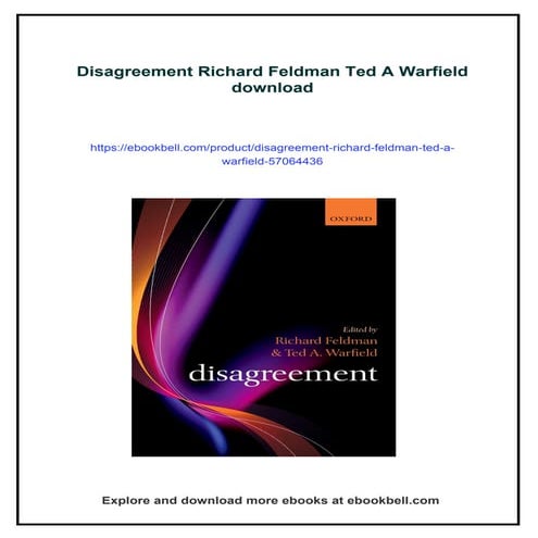 Disagreement Richard Feldman Ted A Warfield | PDF