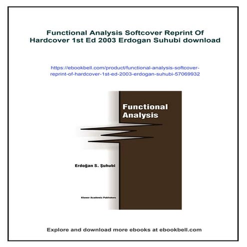 Functional Analysis Softcover Reprint Of Hardcover 1st Ed 2003 Erdogan Suhubi | PDF