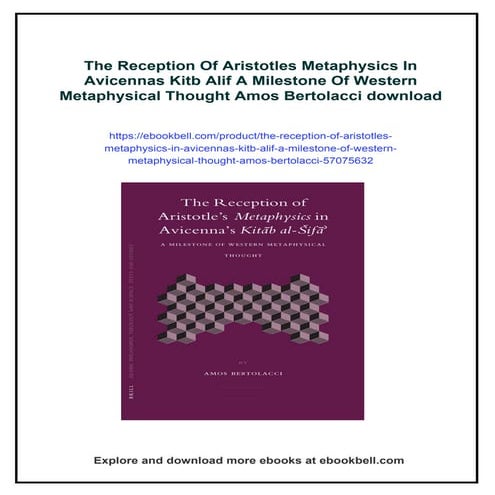 The Reception Of Aristotles Metaphysics In Avicennas Kitb Alif A ...