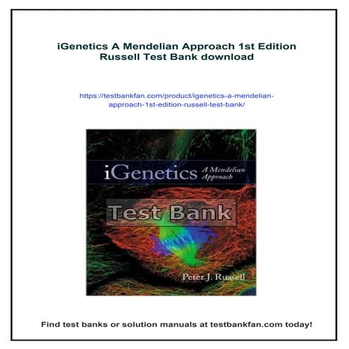 iGenetics A Mendelian Approach 1st Edition Russell Test Bank | PDF