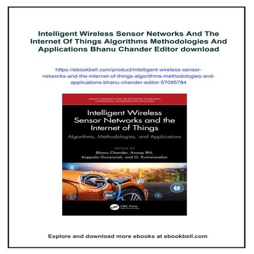 Intelligent Wireless Sensor Networks And The Internet Of Things Algorithms Methodologies And ...